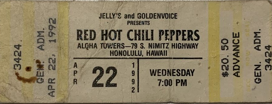 April 22, 1992 · Aloha Tower, Honolulu, HI · RHCP Live Archive